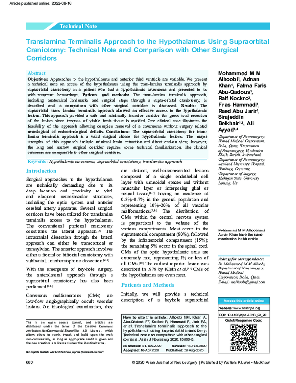 (PDF) Translamina terminalis approach to the hypothalamus using ...