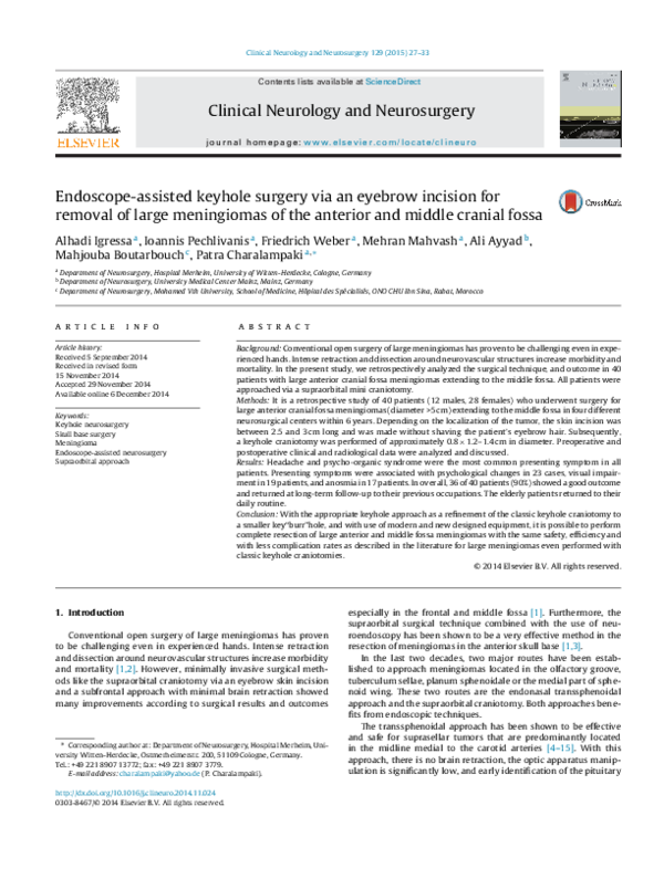 (PDF) Endoscope-assisted keyhole surgery via an eyebrow incision for ...