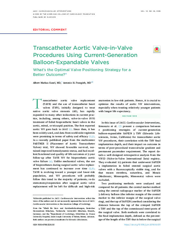 (PDF) Transcatheter Aortic Valve-in-Valve Procedures Using Current-Generation Balloon-Expandable ...