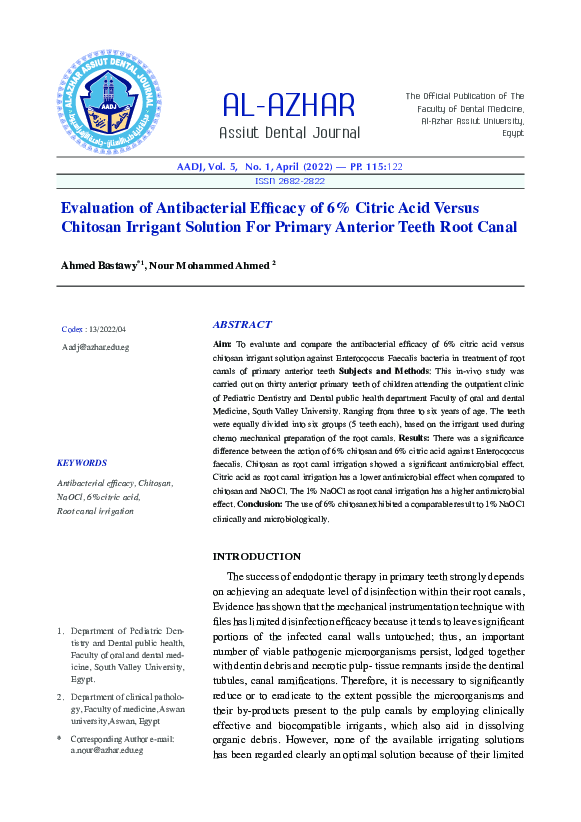 (PDF) Evaluation of Antibacterial Efficacy of 6% Citric Acid Versus ...