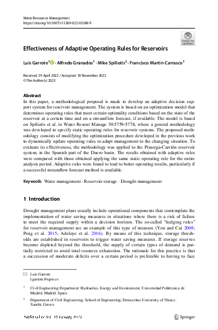 (PDF) Effectiveness of Adaptive Operating Rules for Reservoirs