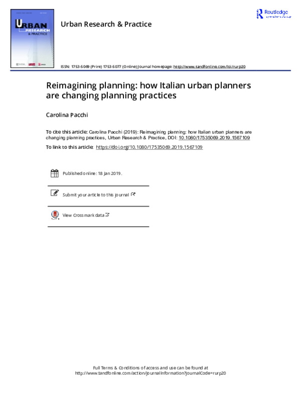 (PDF) Reimagining planning: how Italian urban planners are changing ...