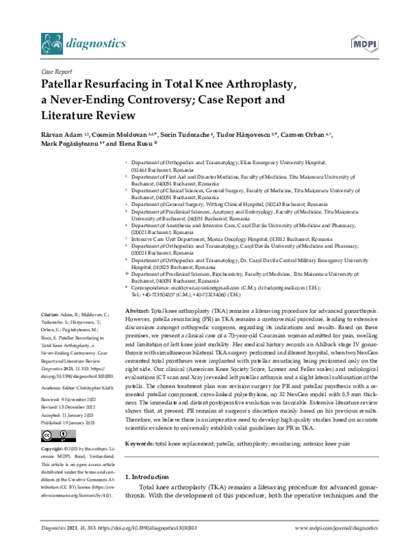 (PDF) Patellar Resurfacing in Total Knee Arthroplasty, a Never-Ending ...