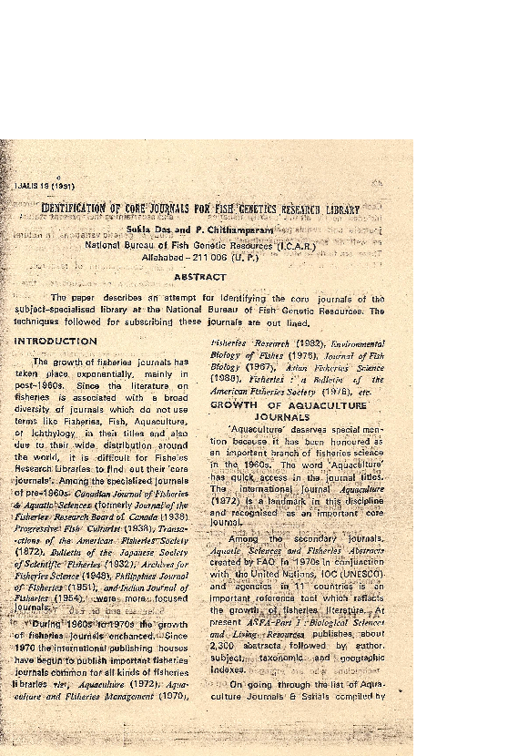 (PDF) Identification of core journals for fish genetics research library