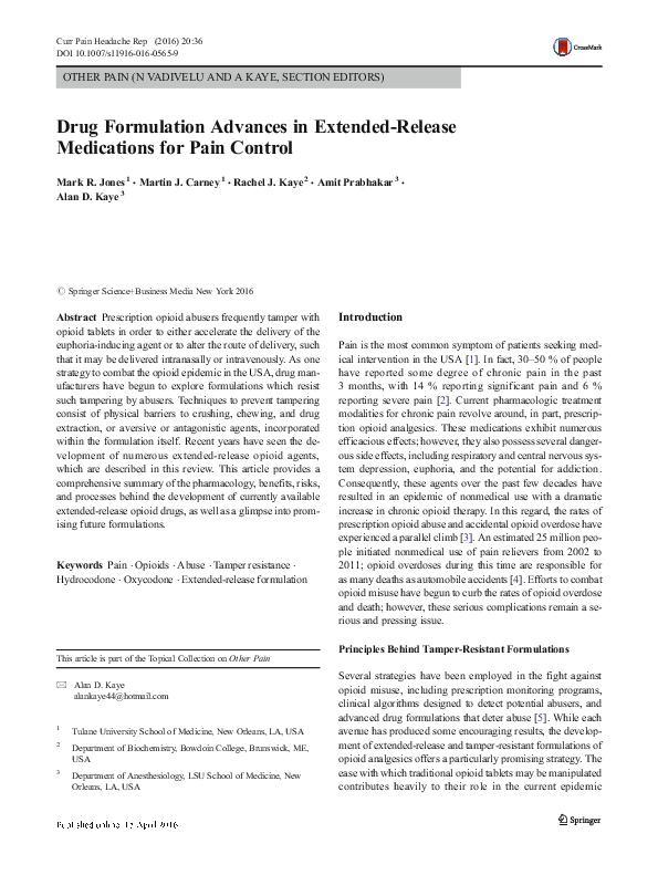 (PDF) Drug Formulation Advances in Extended-Release Medications for ...