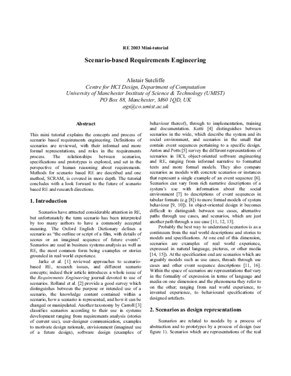 (PDF) Scenario-based requirements engineering