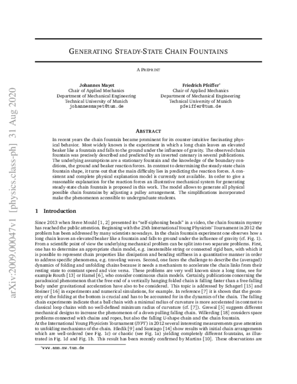 (PDF) Generating Steady-State Chain Fountains