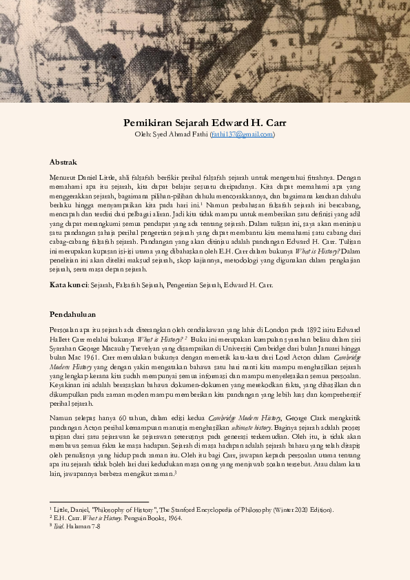 (PDF) Pemikiran Sejarah Edward Carr
