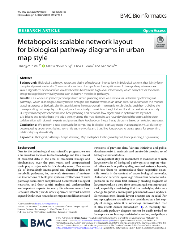 (PDF) Metabopolis: scalable network layout for biological pathway diagrams in urban map style ...