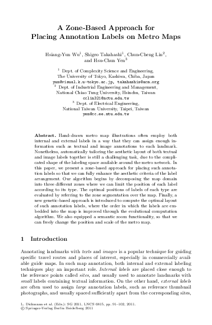 (PDF) A zone-based approach for placing annotation labels on metro maps