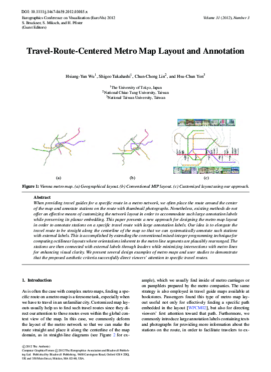 (PDF) Travel-Route-Centered Metro Map Layout and Annotation | Hsiang-Yun Wu - Academia.edu