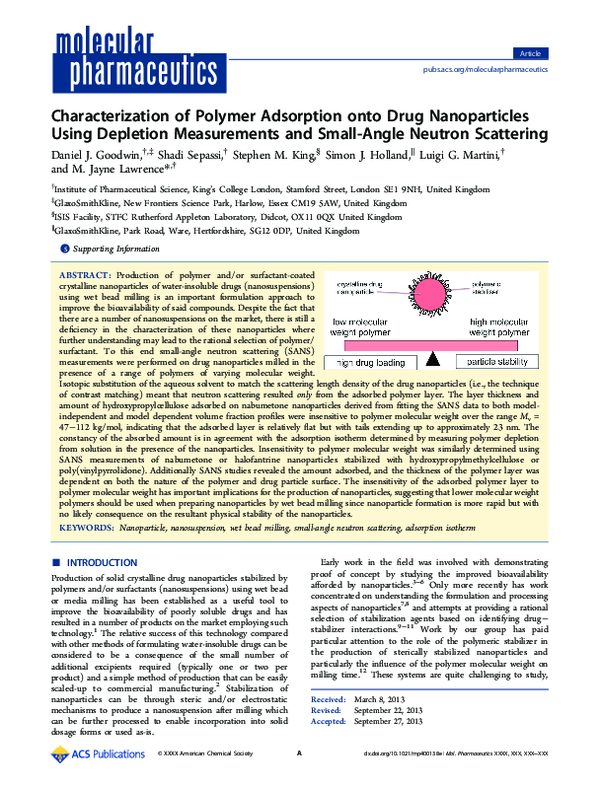(PDF) Polymer Adsorption on Drug Nanoparticles via SANS