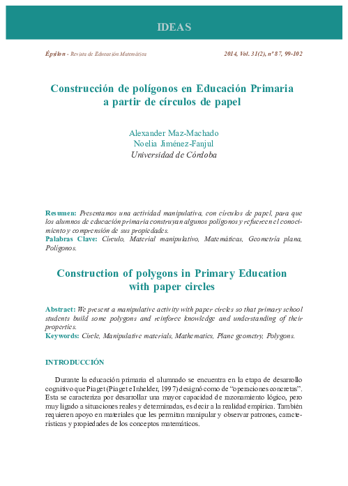 (PDF) Construcción de polígonos en Educación Primaria a partir de ...