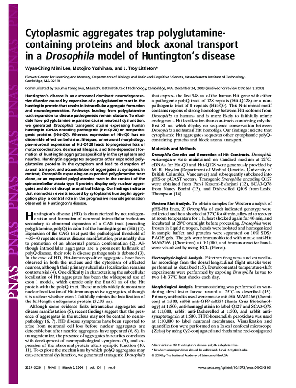 (PDF) Cytoplasmic aggregates trap polyglutamine-containing proteins and ...