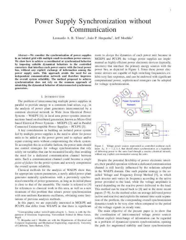 (PDF) Power supply synchronization without communication
