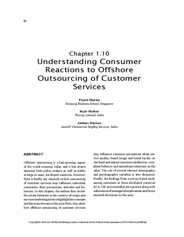 (PDF) Understanding Consumer Reactions to Offshore Outsourcing of ...