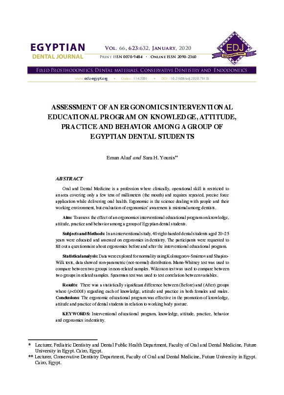 Pdf Assessment Of An Ergonomics Interventional Educational Program On Knowledge Attitude