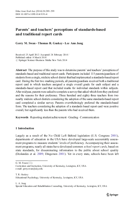 (PDF) Parents’ and teachers’ perceptions of standards-based and ...