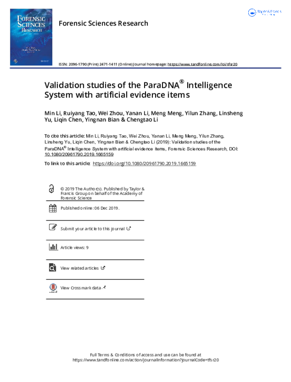 (PDF) Validation studies of the ParaDNA® Intelligence System with ...