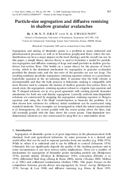 (PDF) Particle-size segregation and diffusive remixing in shallow ...