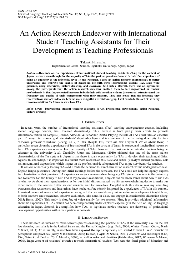 (PDF) An Action Research Endeavor with International Student Teaching ...