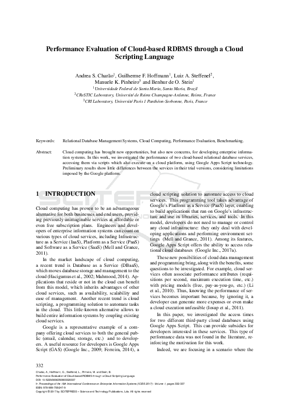 (PDF) Performance Evaluation of Cloud-based RDBMS through a Cloud ...