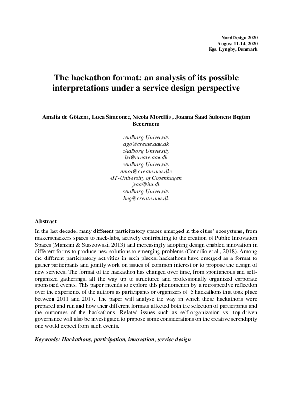 (PDF) The hackathon format: an analysis of its possible interpretations ...