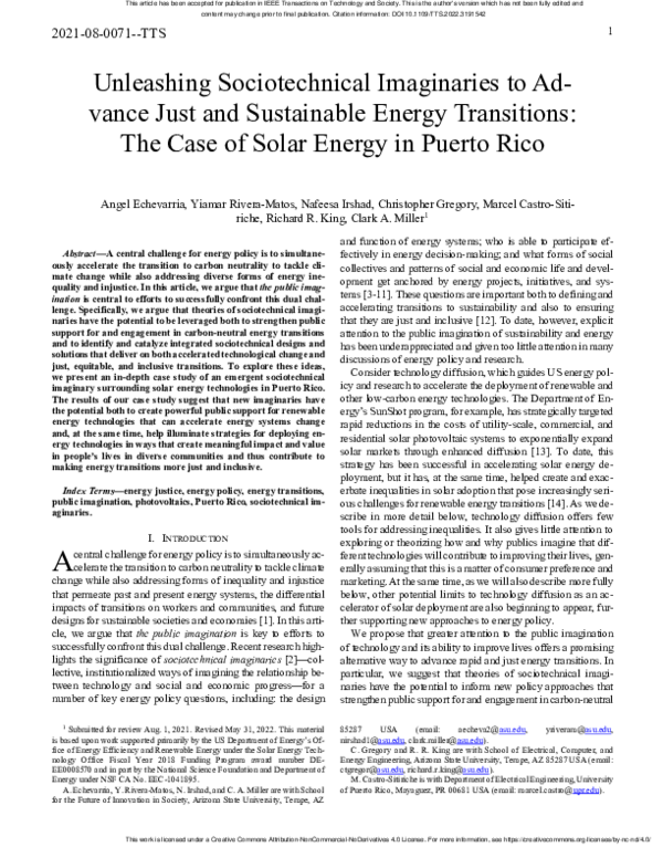 (PDF) Unleashing Sociotechnical Imaginaries to Advance Just and Sustainable Energy Transitions ...