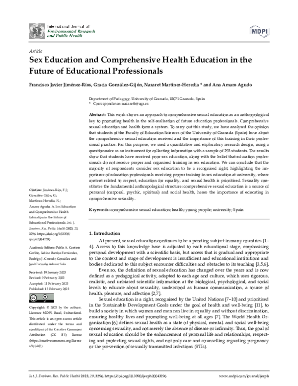 (PDF) Sex Education and Comprehensive Health Education in the Future of ...