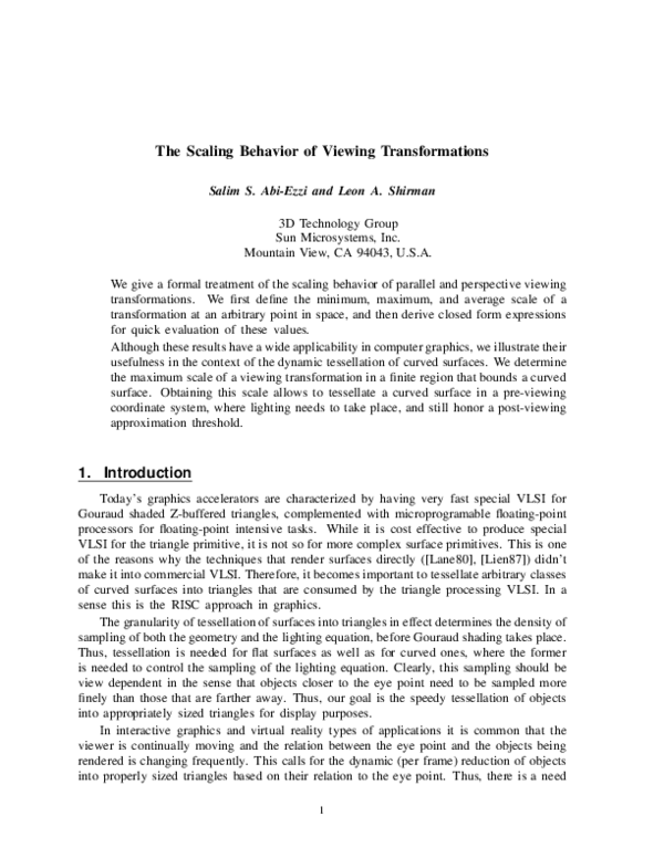 (PDF) The scaling behavior of viewing transformations