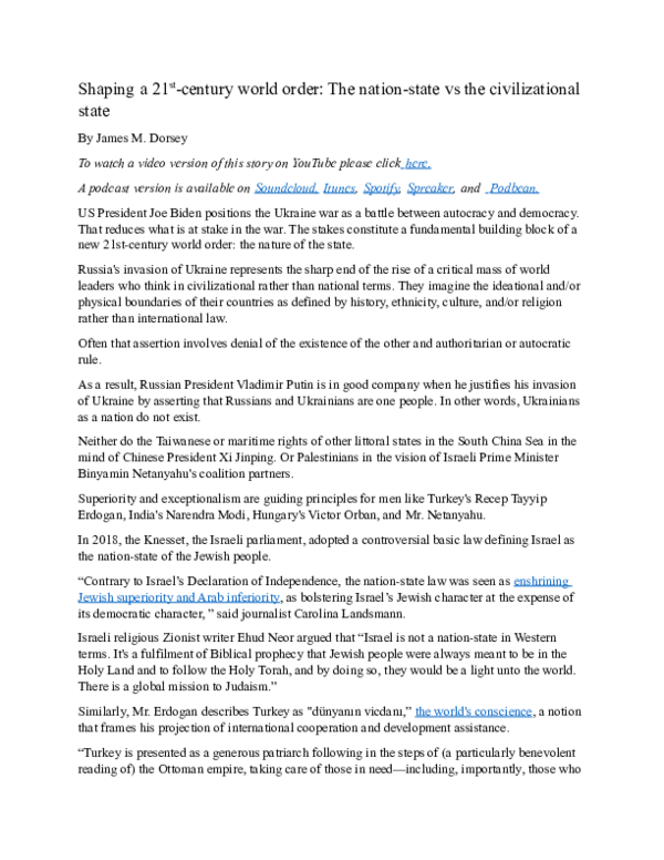 (DOC) Shaping a 21 st -century world order: The nation-state vs the ...