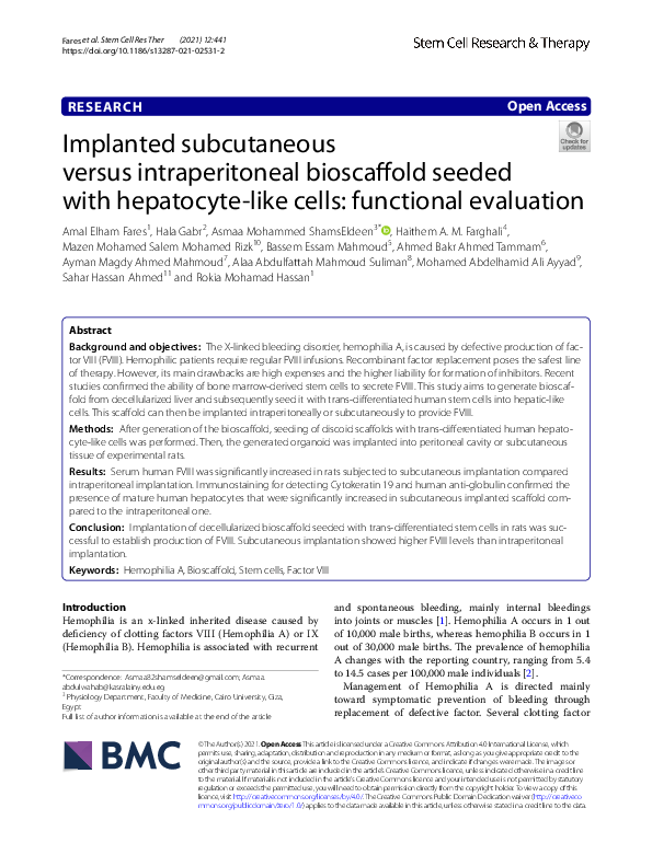 (PDF) Implanted subcutaneous versus intraperitoneal bioscaffold seeded ...