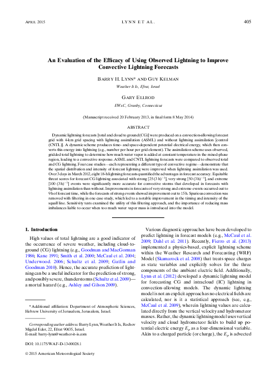 (PDF) An Evaluation of the Efficacy of Using Observed Lightning to Improve Convective Lightning ...