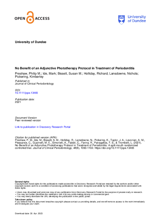 (PDF) No benefit of an adjunctive phototherapy protocol in treatment of ...