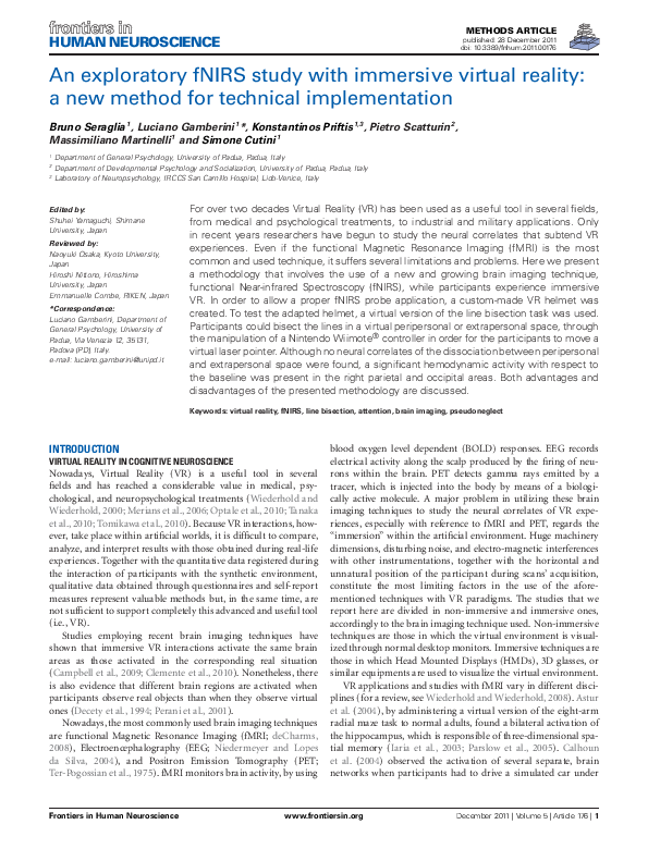 (PDF) An exploratory fNIRS study with immersive virtual reality: a new ...