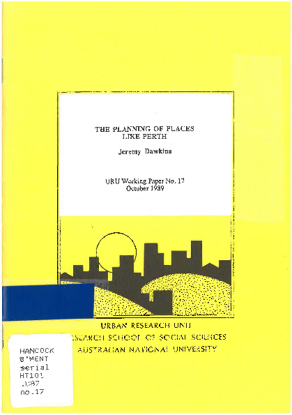(PDF) The planning of places like Perth