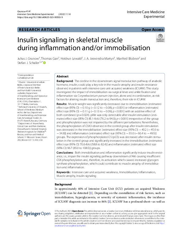 (PDF) Insulin signaling in skeletal muscle during inflammation and/or ...