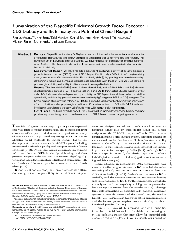 (PDF) Humanization of the Bispecific Epidermal Growth Factor Receptor × ...