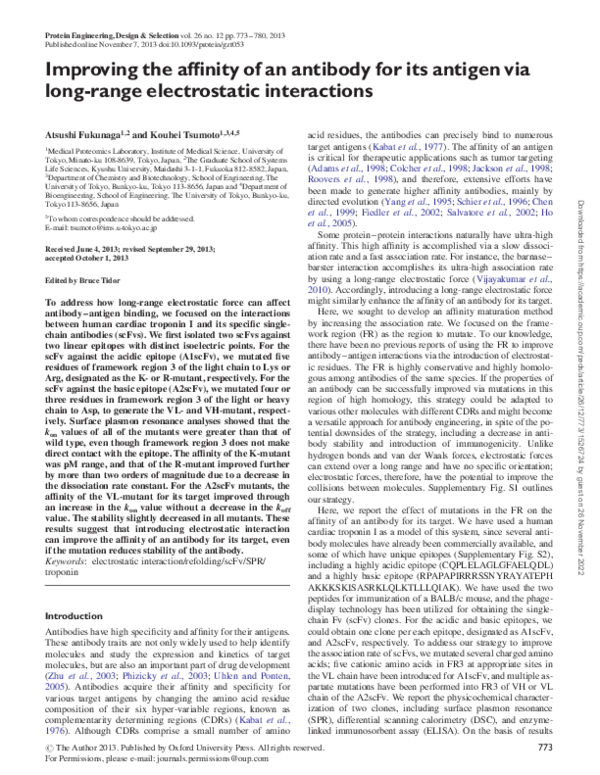 (PDF) Improving the affinity of an antibody for its antigen via long ...
