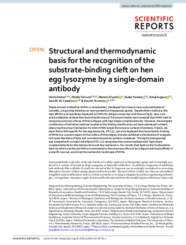 (PDF) Structural and thermodynamic basis for the recognition of the ...