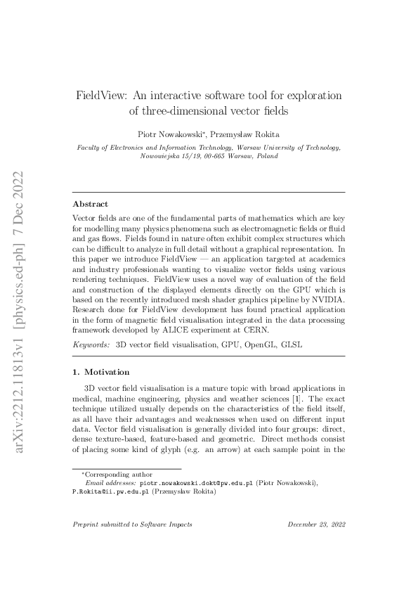 (PDF) FieldView: An interactive software tool for exploration of three-dimensional vector fields