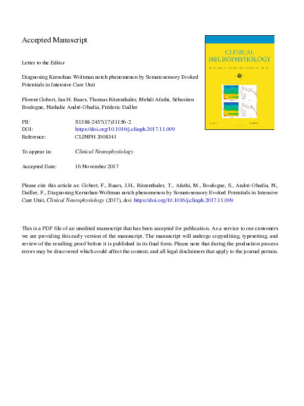 (PDF) SEPs for Diagnosing Kernohan-Woltman Phenomenon
