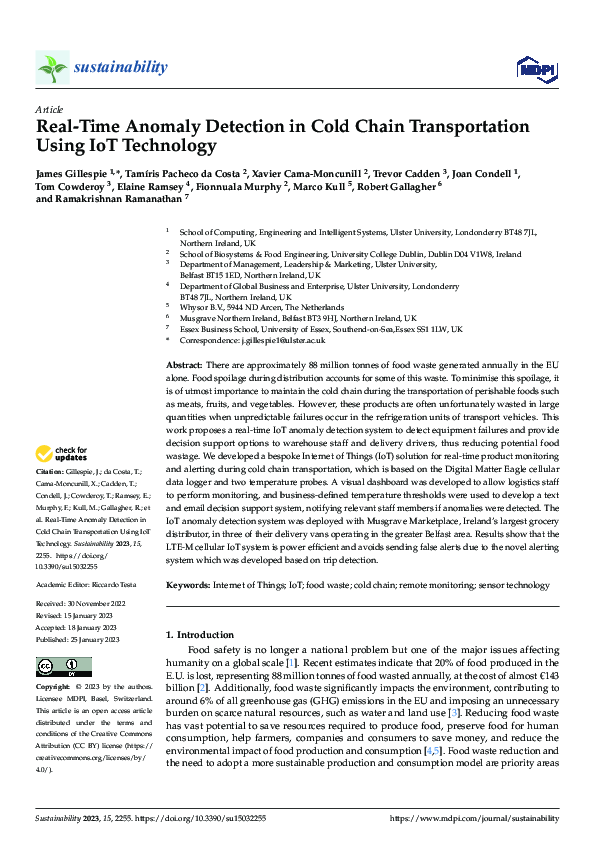 (PDF) Real-Time Anomaly Detection in Cold Chain Transportation Using ...