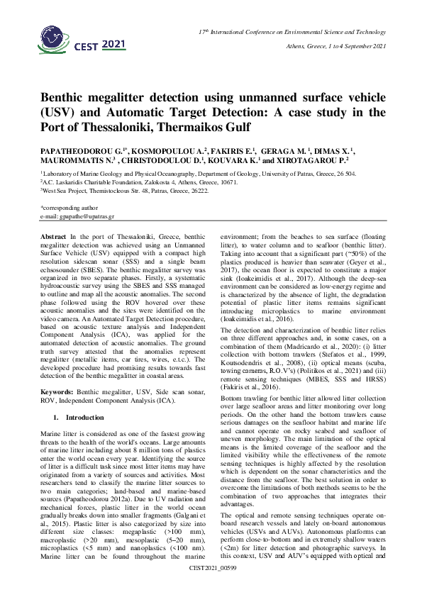 (PDF) Benthic megalitter detection using unmanned surface vehicle (USV) and Automatic Target ...