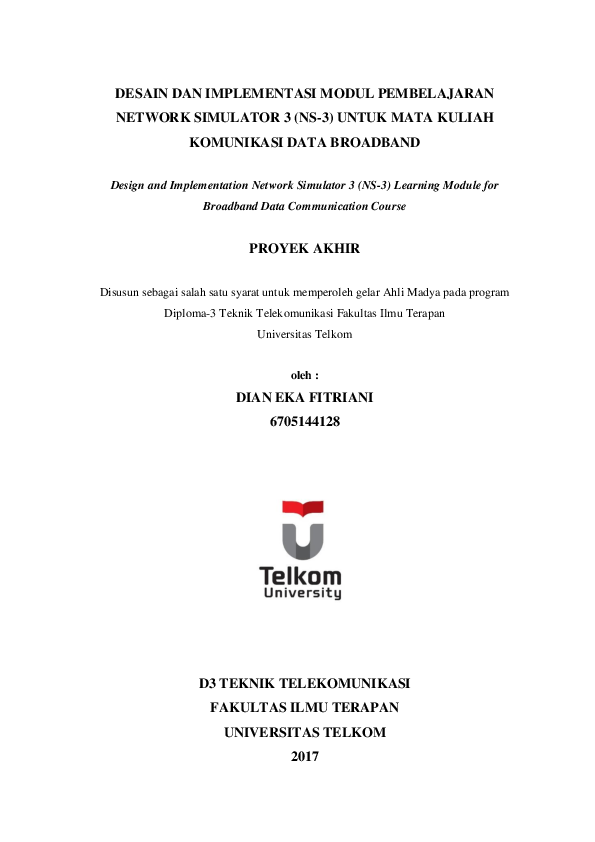 Pdf Desain Dan Implementasi Modul Pembelajaran Network Simulator 3