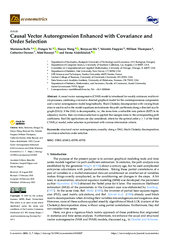 (PDF) Causal Vector Autoregression Enhanced with Covariance and Order ...