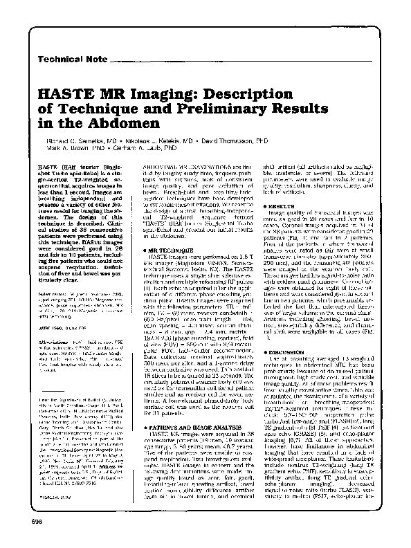(PDF) HASTE MR imaging: Description of technique and preliminary ...