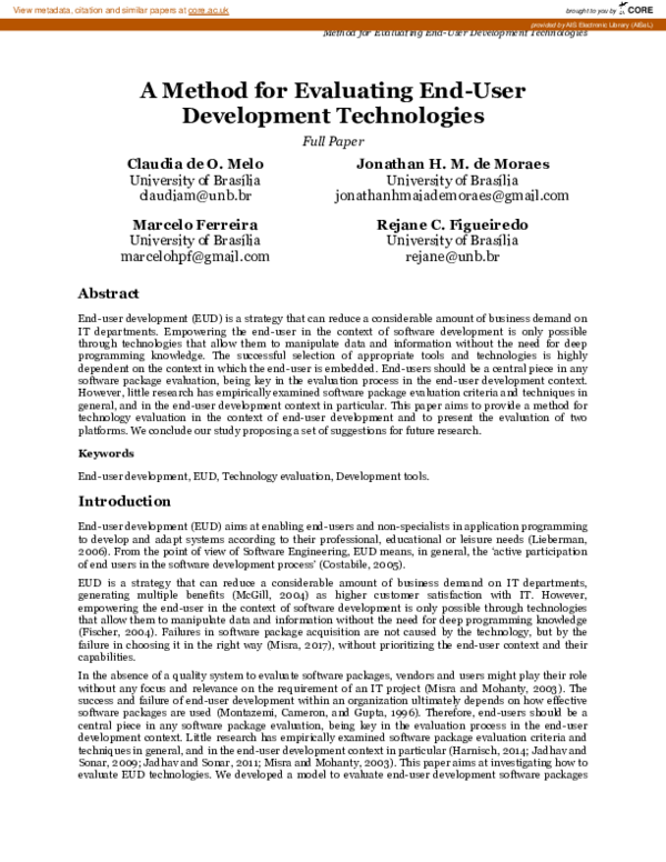 (PDF) A Method for Evaluating End-User Development Technologies