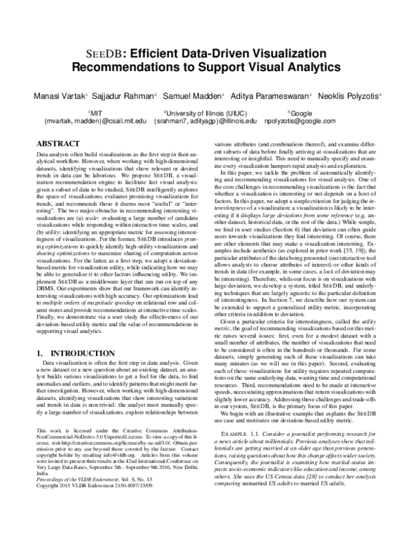 (PDF) SeeDB: Efficient Data-Driven Visualization Recommendations to ...