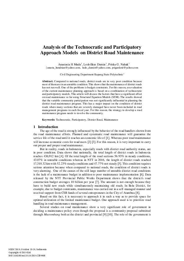 (PDF) Analysis of the Technocratic and Participatory Approach Models on ...